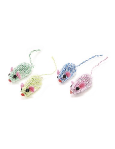 Glitter and rope mice Display 60 pcs